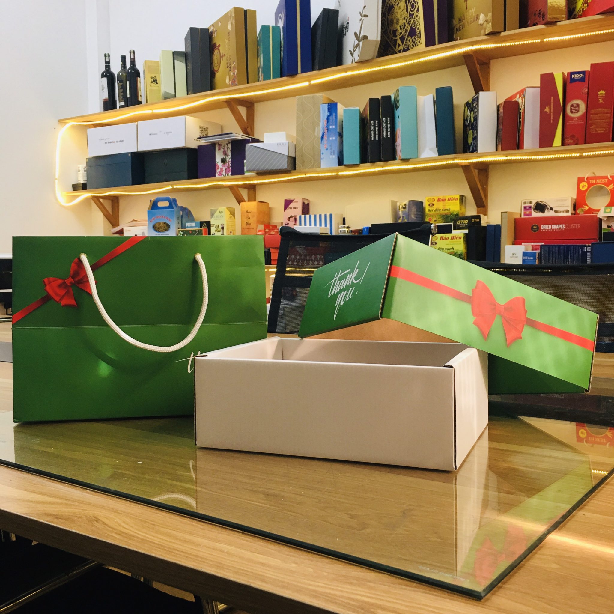 Túi đựng hoa quả thank you màu xanh - Mang đến lời cảm ơn chân thành